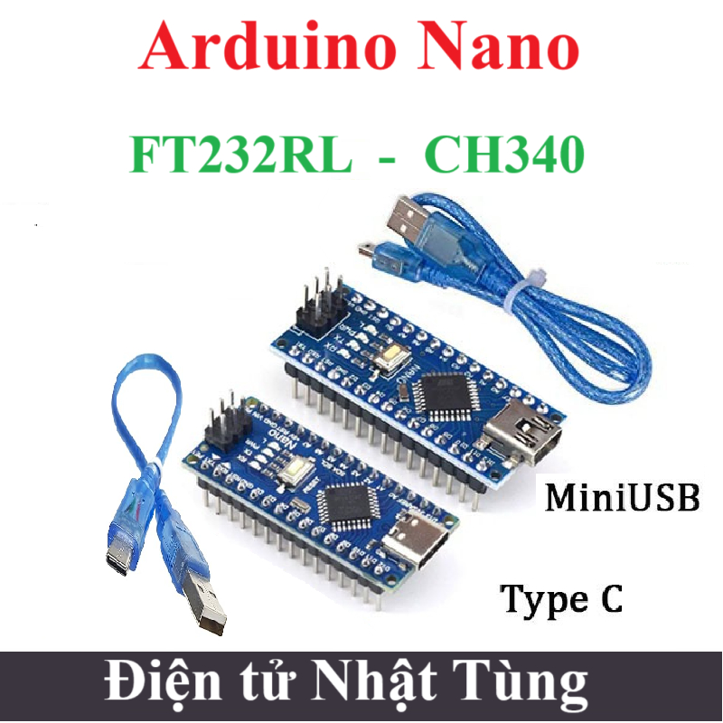 Arduino Nano chip CH340 / FT232RL cổng Type - C và Mini USB, VI ĐIỀU KHIỂN HỌ ARDUINO | Shopee ...