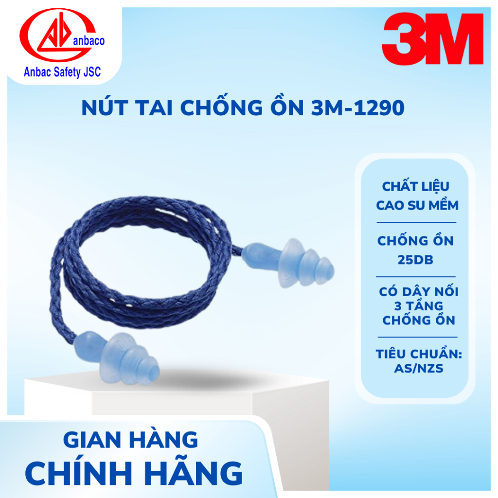 Nút tai chống ồn 3M 1290 loại có dây, mức chống ồn 25DB, êm nhẹ và đàn ...