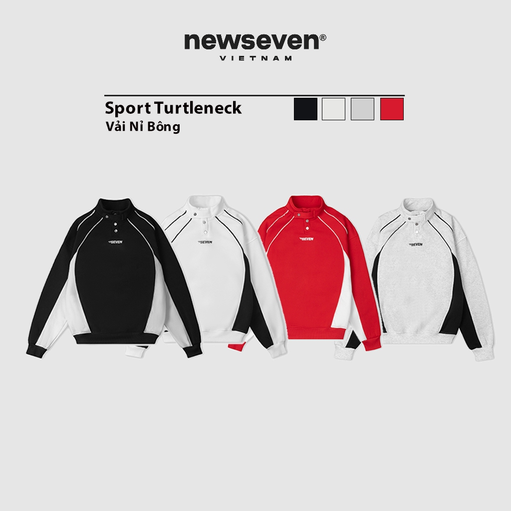 Áo Sweatshirt Nỉ Bông NEWSEVEN Sport Turtleneck SW.401 | Shopee Việt Nam