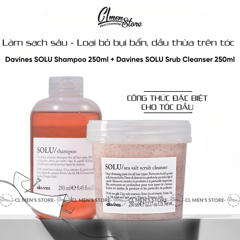 Bộ Sản Phẩm Làm Sạch Sâu Da Đầu Davines Essential SOLU Shampoo & Scrub ...