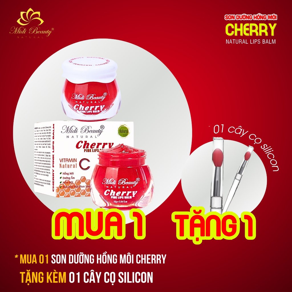 [Tặng Cây Cọ] Son Dưỡng Hồng Môi & Chống Nắng Môi CHERRY Phiên Bản Cao Cấp MIDI BEAUTY 10G ...