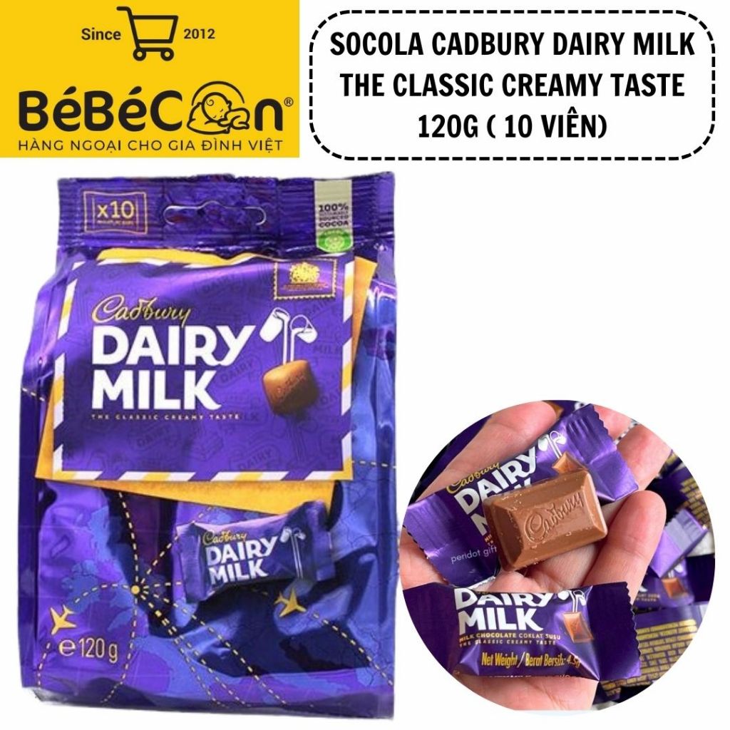 Kẹo Socola Milk Cadbury Dairy The Classic Creamy Taste bịch 120g date ...