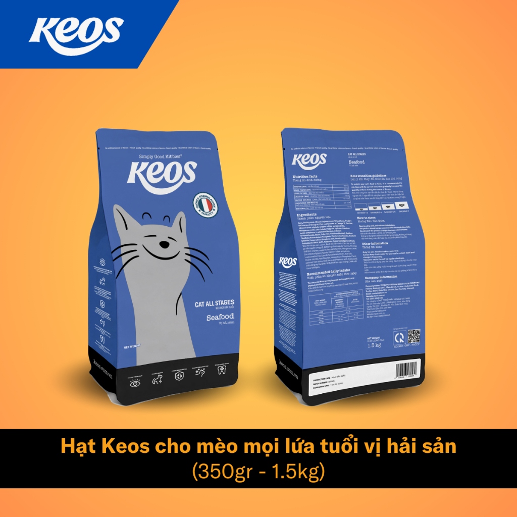 Thức Ăn Mèo Keos Cho Mọi Lứa Tuổi - Vị Hải Sản (350gr - 1.5kg) | Shopee Việt Nam
