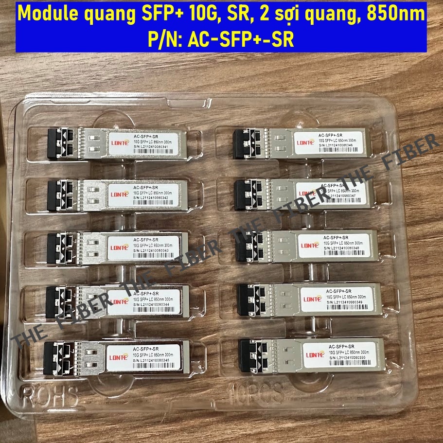 Module quang SFP+ 10G, SR, 2 sợi quang, LC Duplex 850nm 300M P/N: AC ...