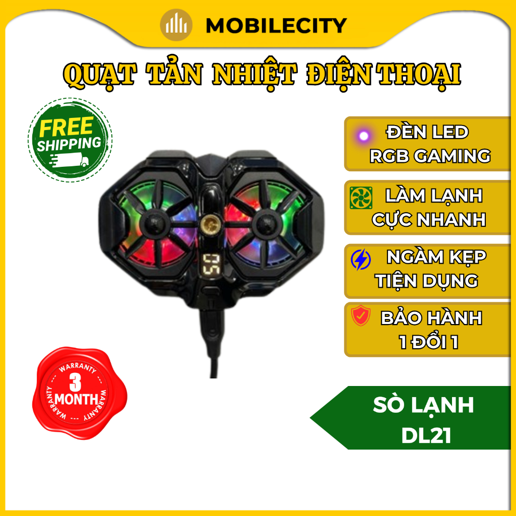 Quạt Tản Nhiệt DL21 Sò Lạnh Có Led RGB Có Màn Hình Hiển Thị Nhiệt Độ ...