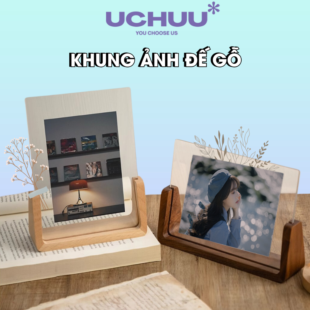 Khung Ảnh Đế Gỗ UCHUU Khung Đựng Polaroid Instax Card Bo Góc Trong Suốt ...