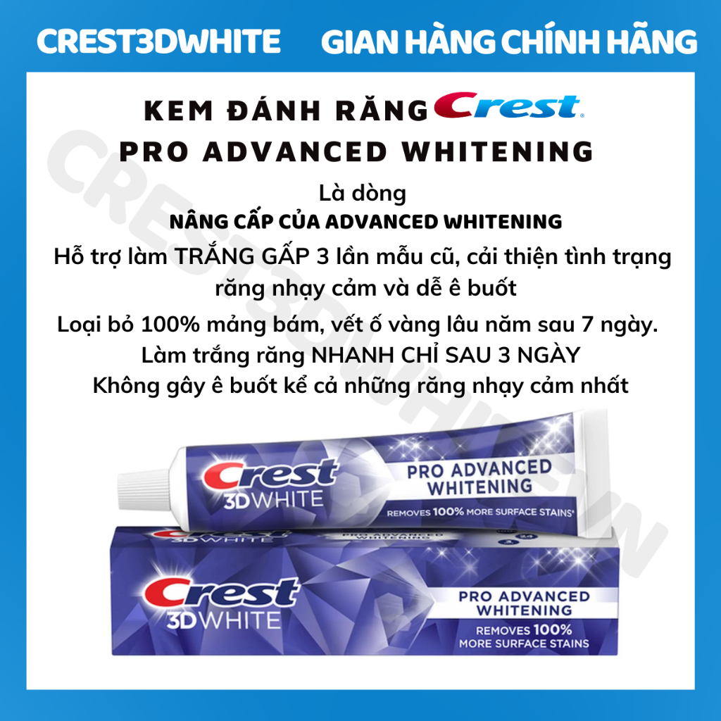 Kem đánh răng Crest 3D White Advanced Whitening 147G | Shopee Việt Nam