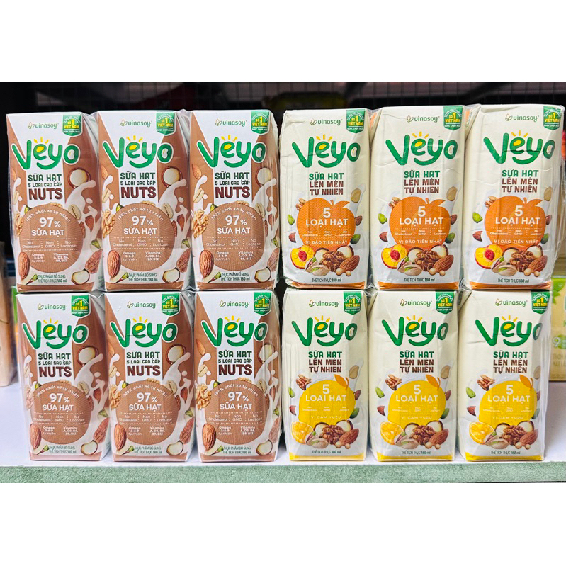 Lốc Sữa hạt Veyo 180ml*3 (5 loại hạt cao cấp, Yến mạch) | Shopee Việt Nam