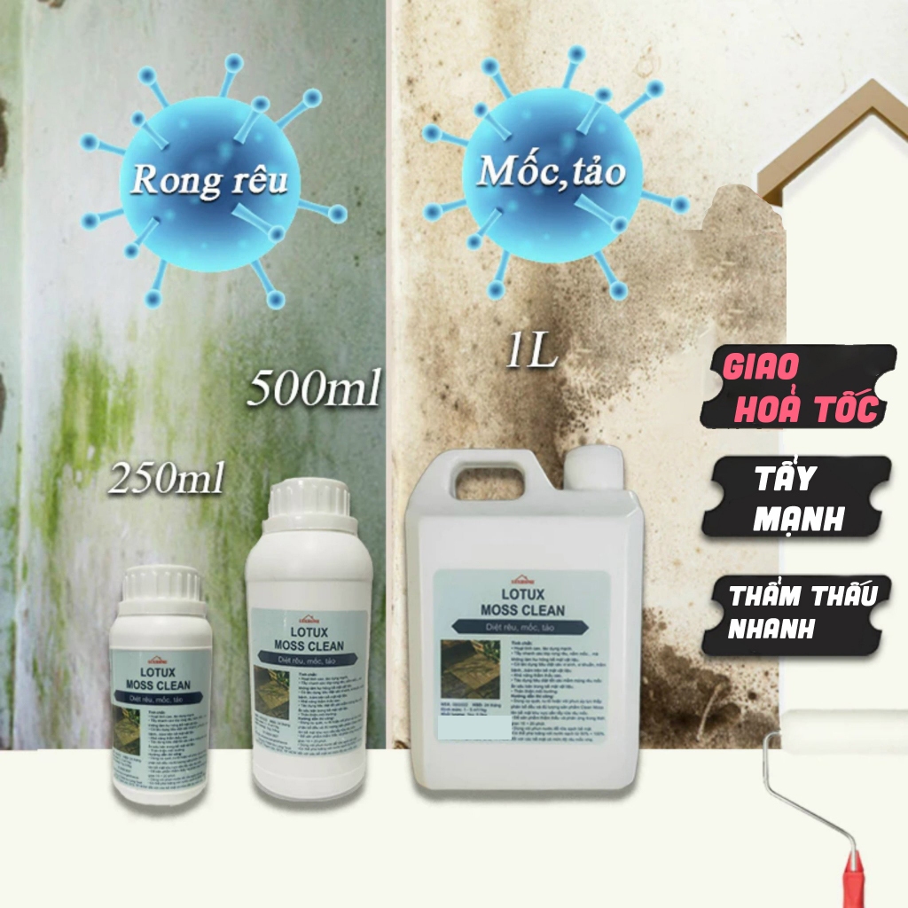 Dung dịch tẩy rêu mốc tường MOSSCLEAN dung tích 250ml / 500ml / 1L ...