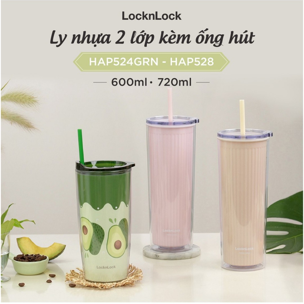 Ly Nhựa 2 lớp LocknLock Cold Cup HAP524 600ml | HAP528 720ml | Shopee Việt Nam
