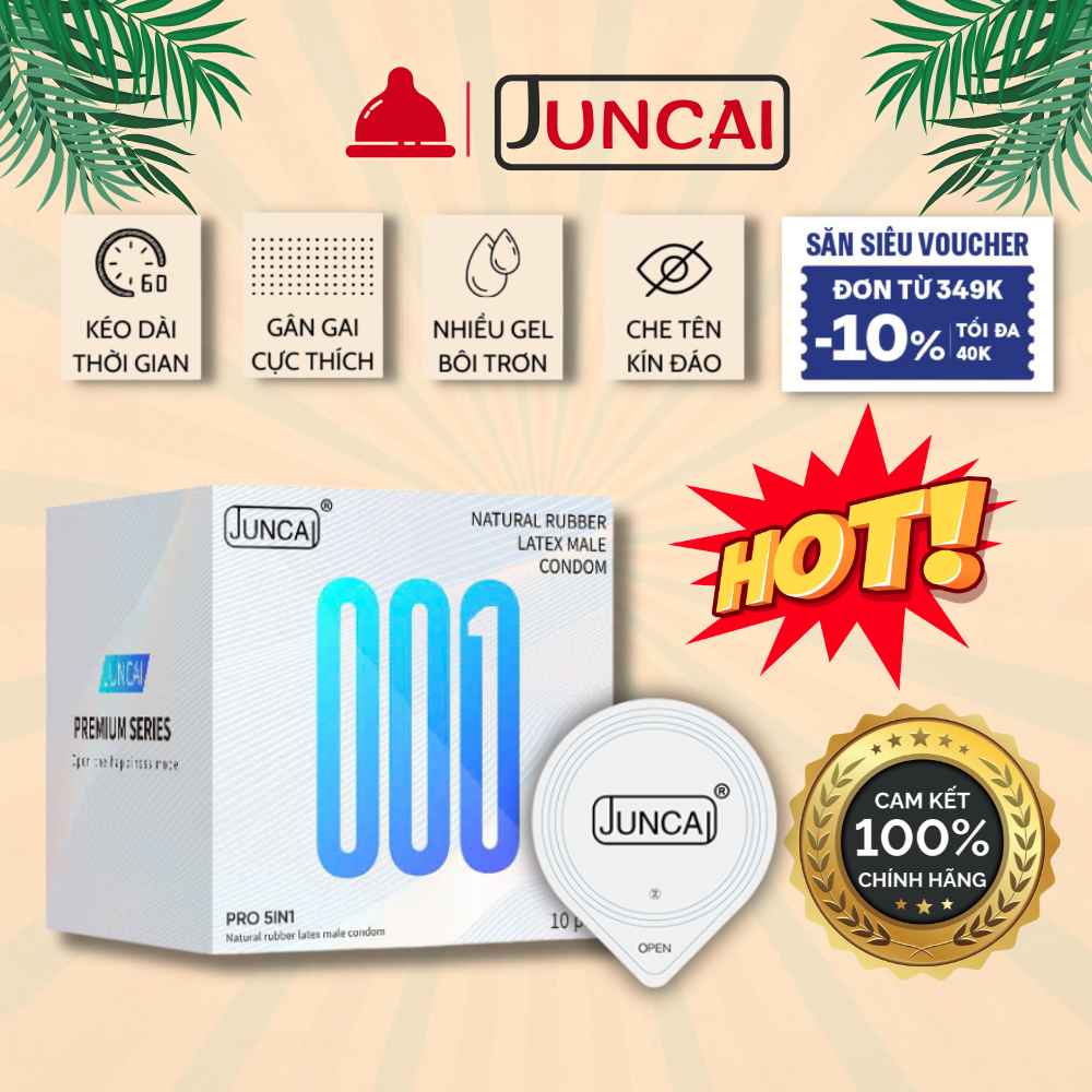 Bao Cao Su Juncai Siêu Mỏng Cao Cấp, Chính Hãng Giá Rẻ, An Toàn - Gân Gai, Nhiều Gel Bôi Trơn ...