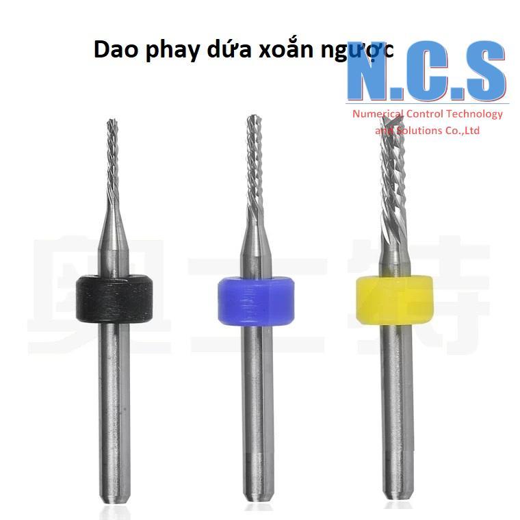 Bộ 5 mũi dao CNC lưỡi dứa XOẮN NGƯỢC, phay PCB, phíp bakelite, SMT có ...