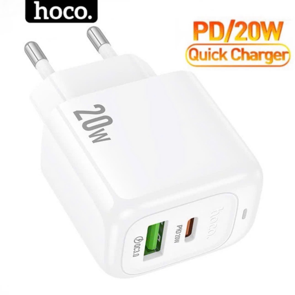 Củ sạc nhanh 2 cổng 20w Hoco dùng cho 14 13 12 11 ... cốc sạc pd20w type c và usb cục sạc typec ...