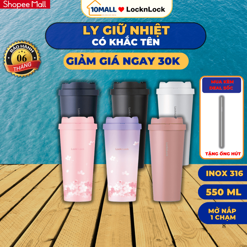 Ly giữ nhiệt LHC3249 LocknLock 550ml thép không gỉ 316L, có khắc tên theo yêu cầu - 10MALL ...