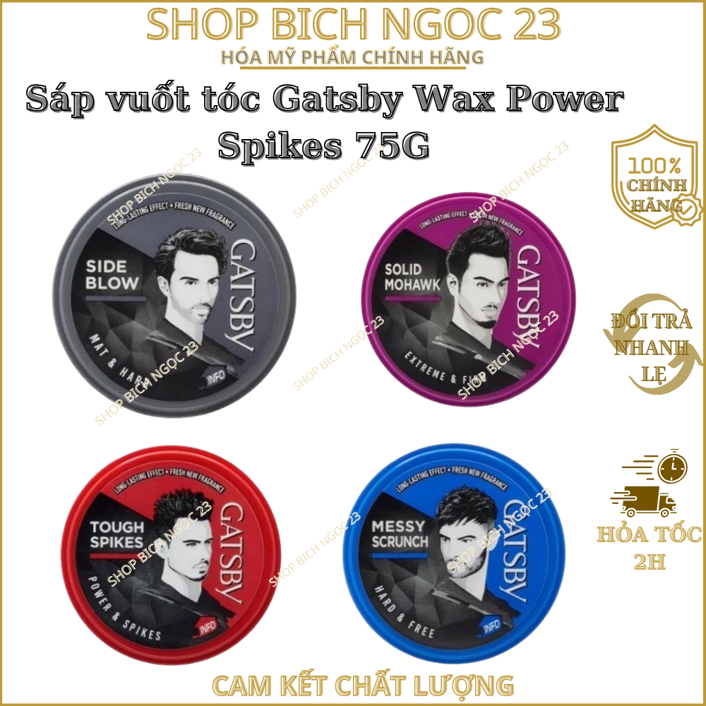 Sáp vuốt tóc Gatsby Wax Power Spikes 75G nam nữ thơm tạo kiểu cứng giữ ...