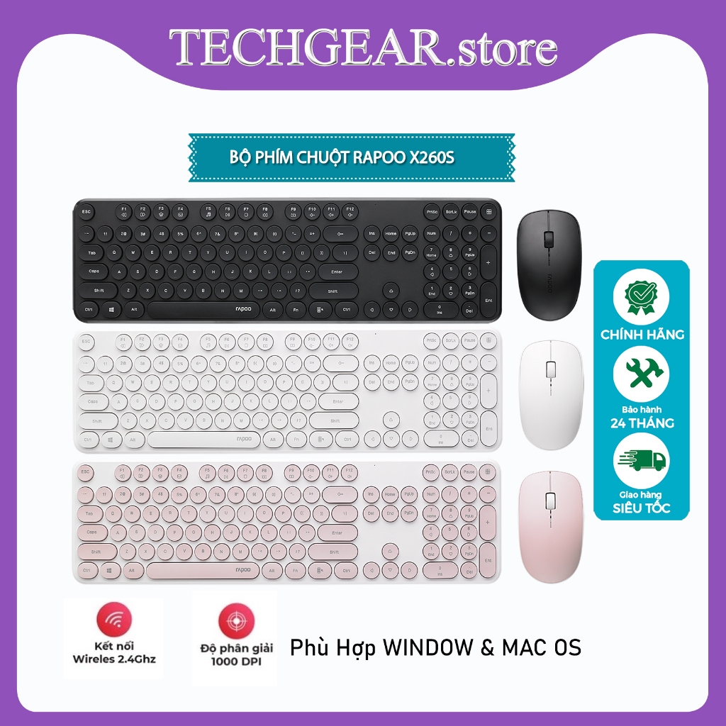 RAPOO X260S Bộ Bàn Phím Chuột Không Dây | Chính Hãng BH Đổi Mới 24 Tháng | Shopee Việt Nam