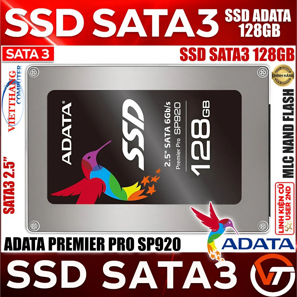 Ổ cứng SSD Adata Premier Pro SP920 128GB SATA3 Nand MLC cực bền Vỏ nhôm Good 96% ( Cũ - 2nd ...