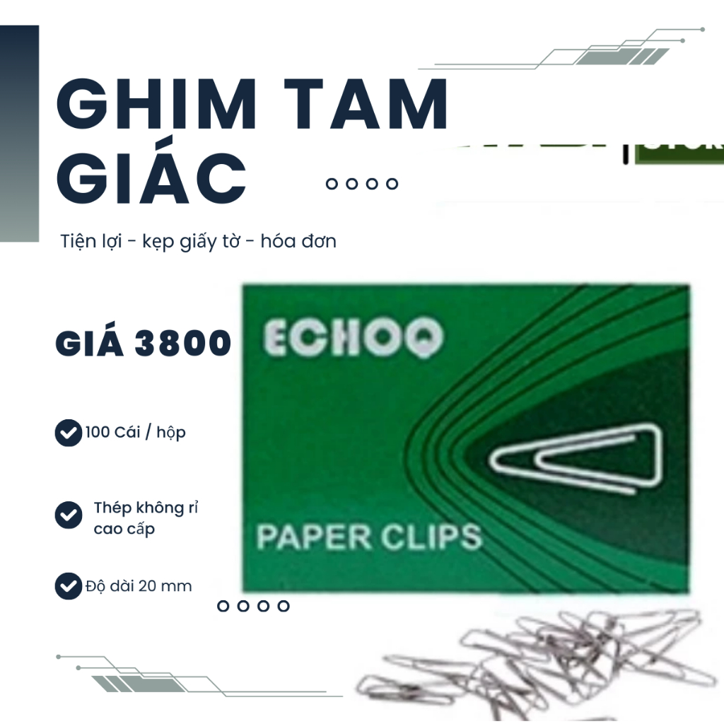 Ghim kẹp giấy tam giác C62 - Chất lượng cao cấp - số lượng 100 cái /hộp ...