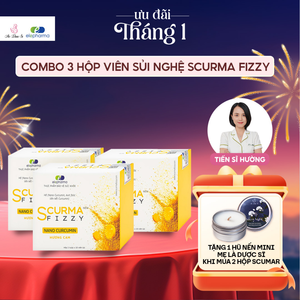 Combo 3 hộp viên sủi tinh chất nghệ Curcumin Scurma Fizzy hỗ trợ tiêu ...