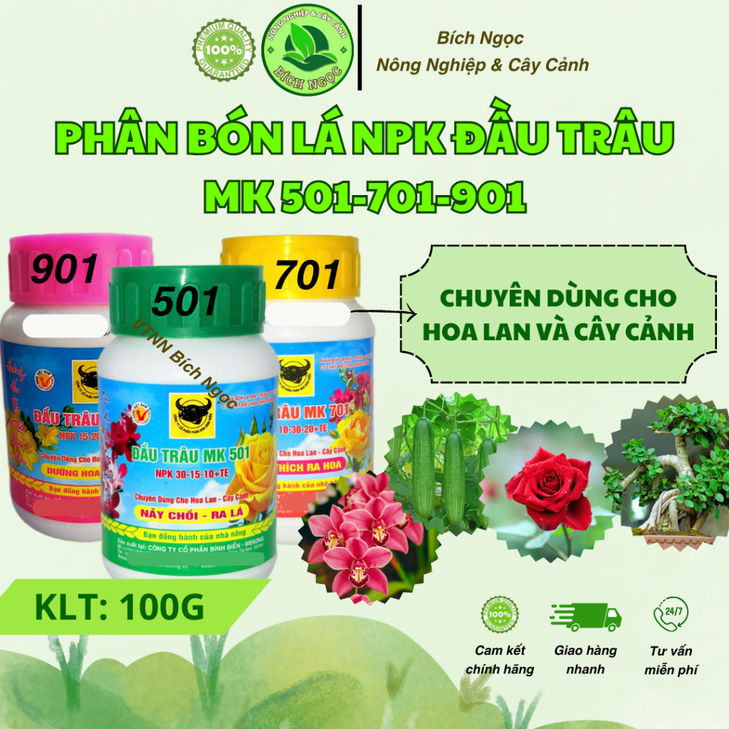 Phân Bón Lá NPK Đầu Trâu MK 501-701-901, BICHNGOC, Chuyên Dùng Cho Hoa Lan Và Cây Cảnh - Hủ 100G ...