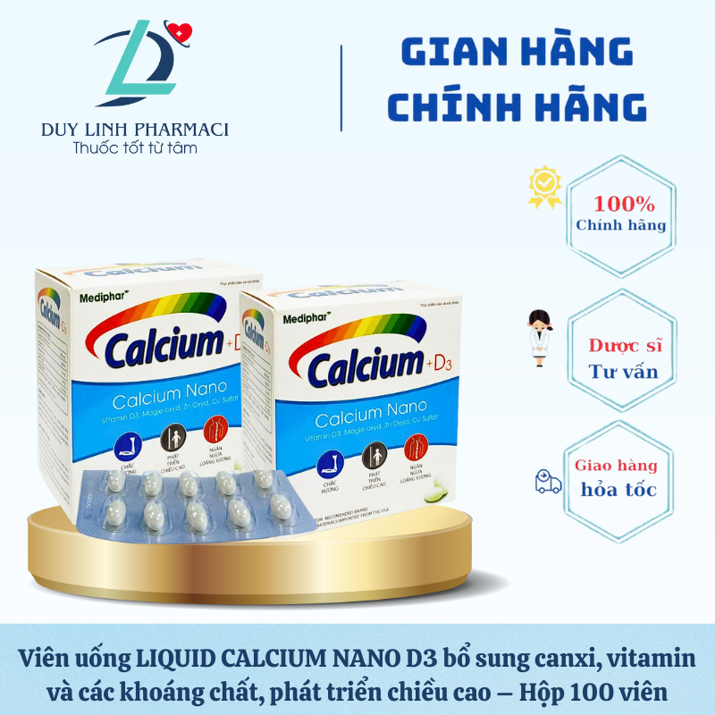 Viên uống LIQUID CALCIUM NANO D3 bổ sung canxi, vitamin và các khoáng ...