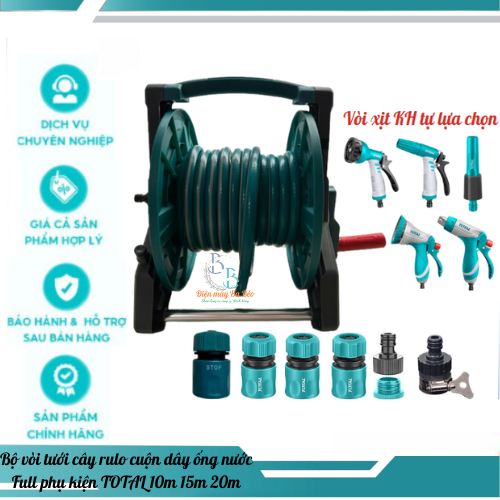 Bộ cuộn rulo kèm vòi tưới cây đa năng và dây nước xịt rửa gia đình sân ...