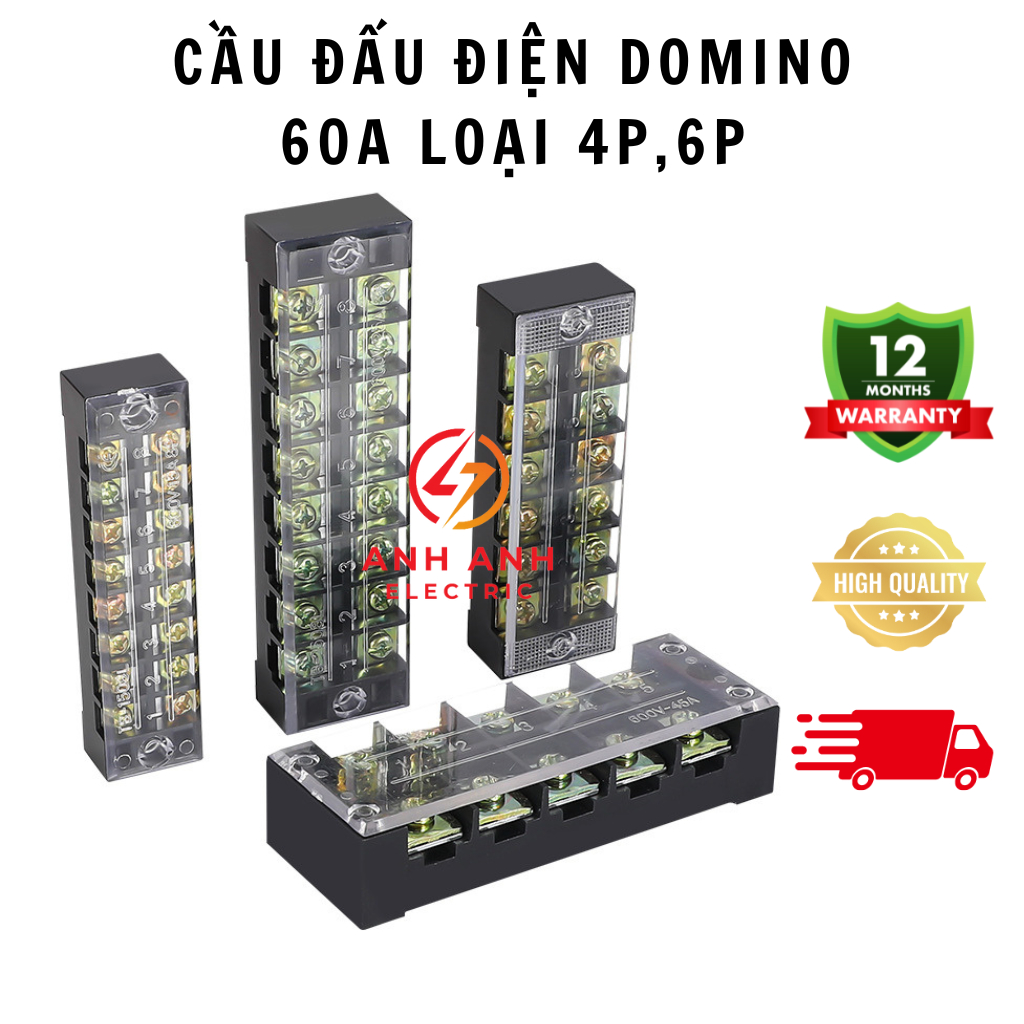 Cầu đấu dây điện, cầu đấu điện domino 60A loại 4P, 6P | Shopee Việt Nam