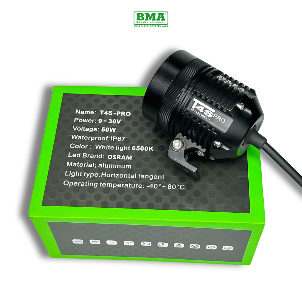 ( Tặng Len Vàng ) Đèn Trợ Sáng T4S PRO BMA Chính Hãng , 50W Sẵn Dây Auto Passing | Shopee Việt Nam