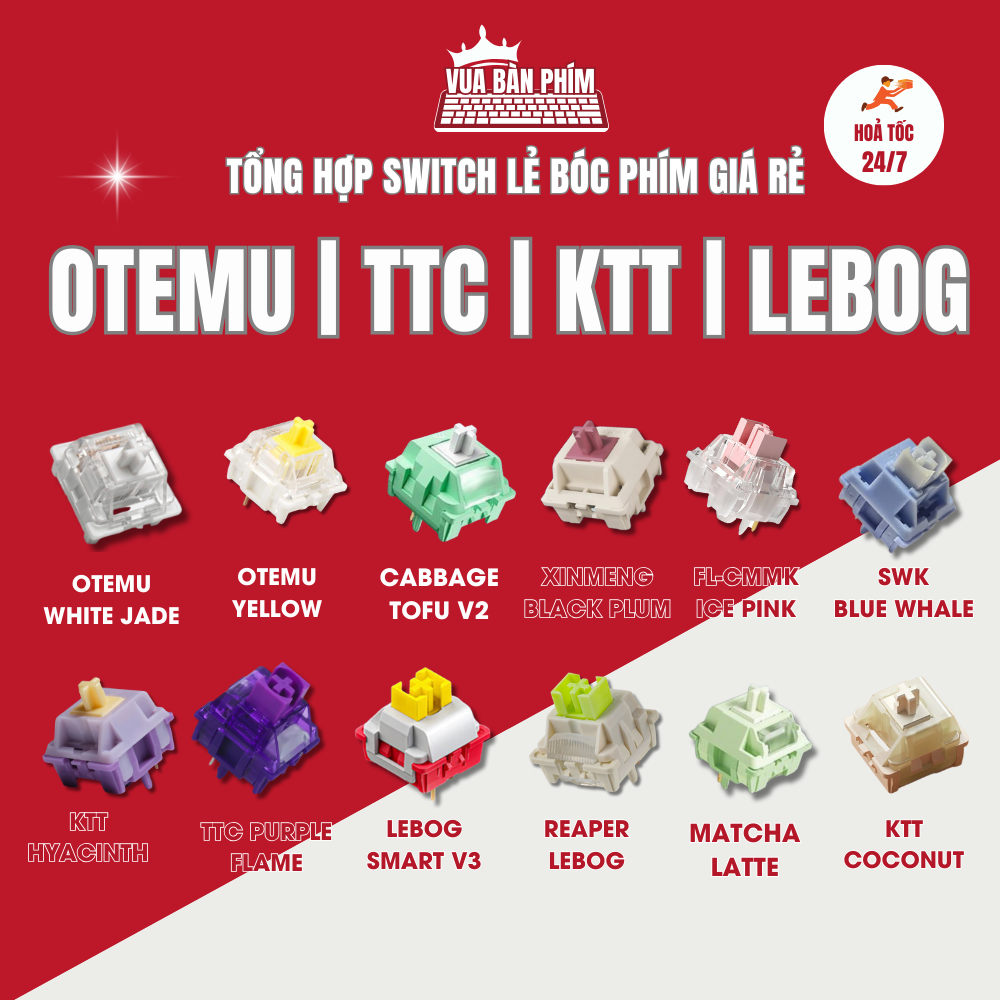 Tổng hợp switch | trục bàn phím giá rẻ bóc phím hãng ttc purple flame , otemu black plim , fl ...