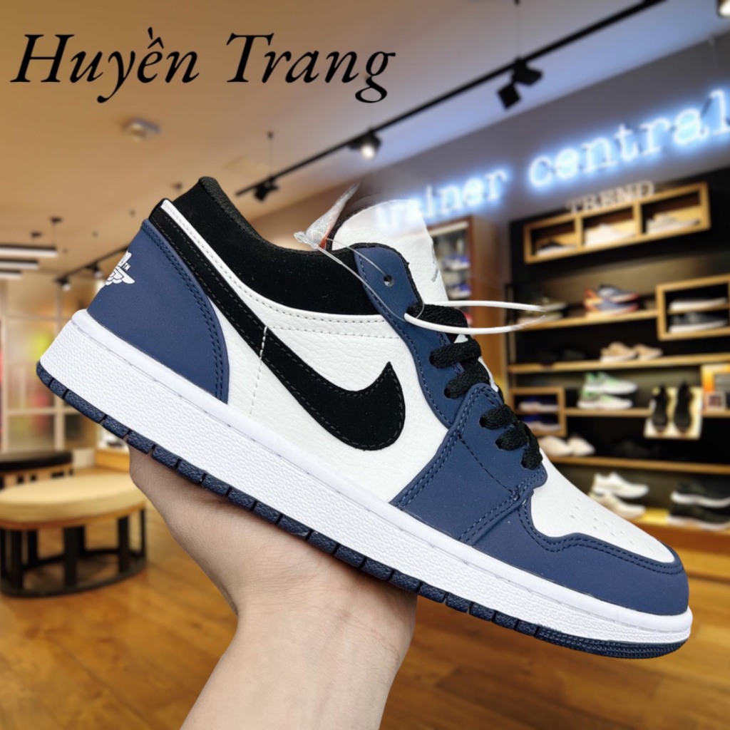 Giày thể thao Jordan xanh Navy cổ thấp, giày sneaker JD1 low xanh tím than navi nam nữ đầy đủ ...