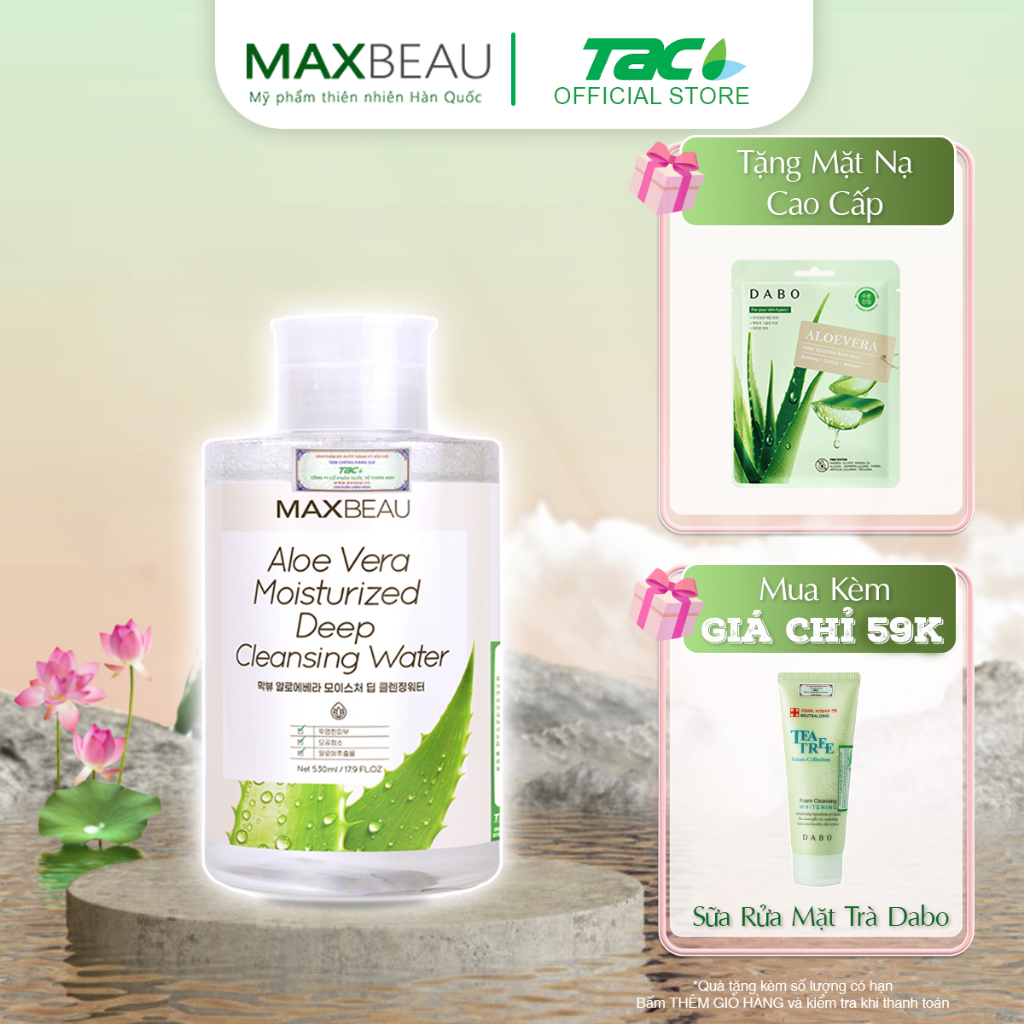 Nước tẩy trang cấp ẩm tinh chất lô hội Maxbeau Aloe Vera Moisturized ...