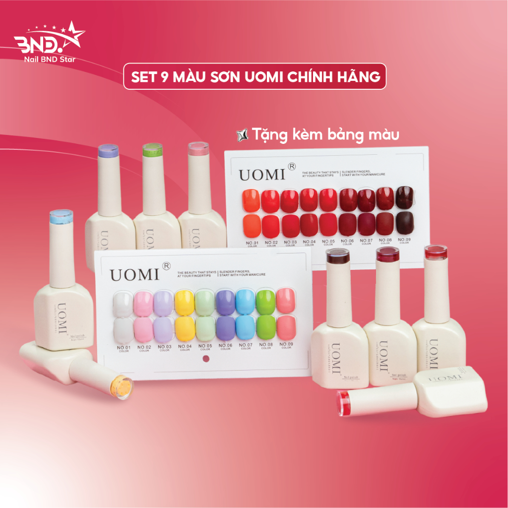 Set 9 màu sơn gel UOMI chính hãng - Set sơn gel móng tay 9 màu tone đỏ ...