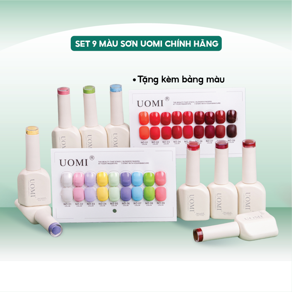 Set sơn gel UOMI chính hãng 9 màu - Sơn móng tay gel tone đỏ, pastel ...