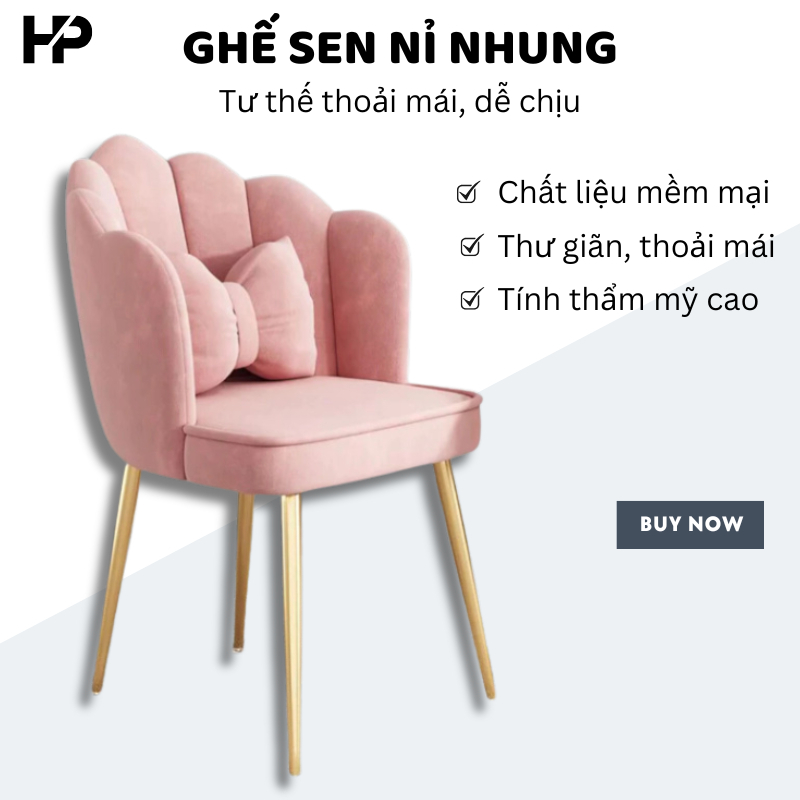 Ghế Sen Nỉ Nhung, Ghế Vương miện Phù Hợp Ngồi Bàn Trang Điểm Làm Nail ...