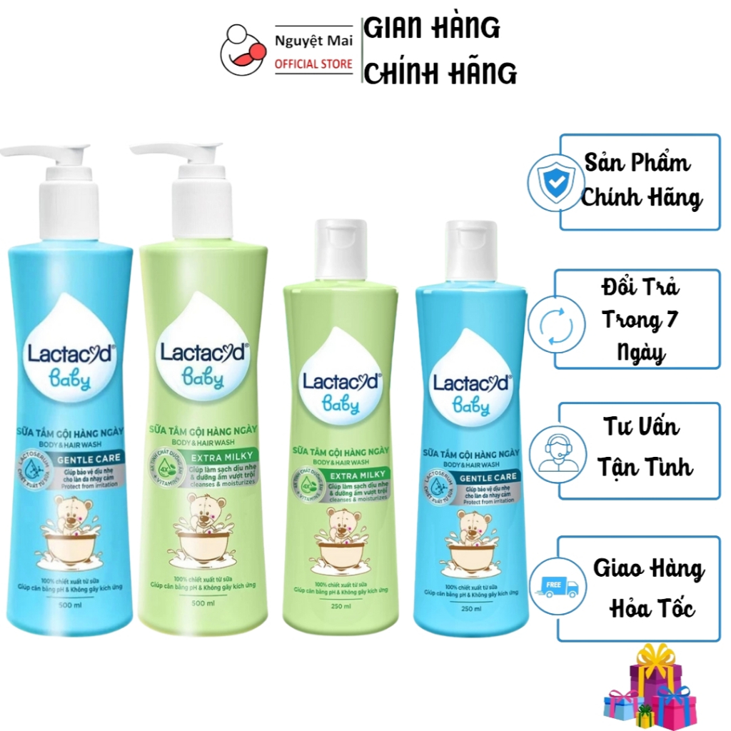 Sữa tắm gội hàng ngày Lactacyd Baby Extra Milky/ Gentel Care Chai 500ml ...