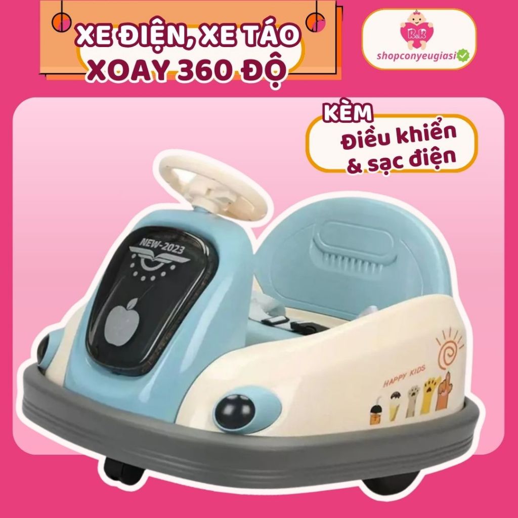 Xe điện Xoay 360 độ, xe điện đụng, xe táo xoay tròn, kèm điều khiển từ ...