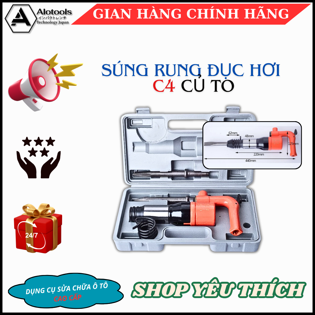 Súng búa rung sử dụng khí nén C4-Phá mối hàn,chốt khóa,bulong han rỉ ...