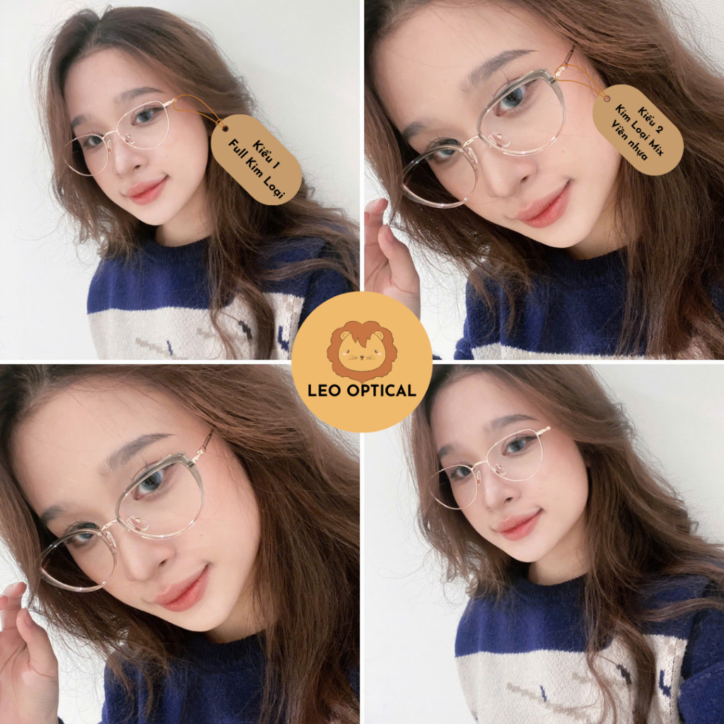 Kính mắt mèo đeo 2 kiểu kim tuyến bling form to chuyên lắp cận LEO OPTICAL TQ5740 | Shopee Việt Nam