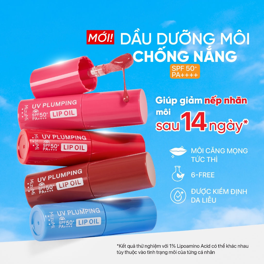 MizuMi Dầu dưỡng môi chống nắng UV Plumping Lip Oil SPF50+ PA++++ 4g ...