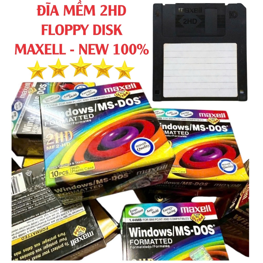 Đĩa Mềm Maxell 2HD 1.4Mb MS-DOS floppy disk - Hàng Mới 100% | Shopee Việt Nam