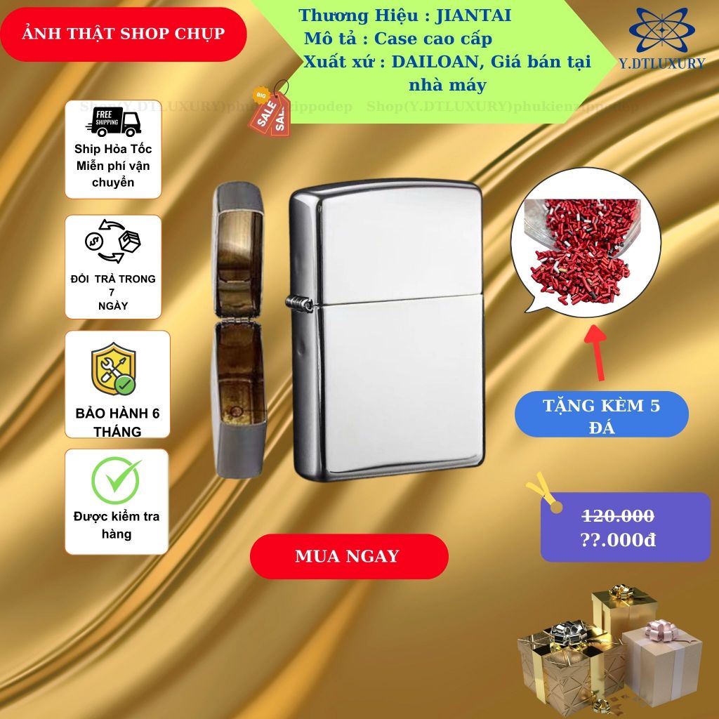 Case Zippo đẹp , tặng 5 đá zippo (YBB) Chất liệu Đồng Thau ,Mẫu Đa Dạng(Không Bao Gồm Nhiên Liệu ...