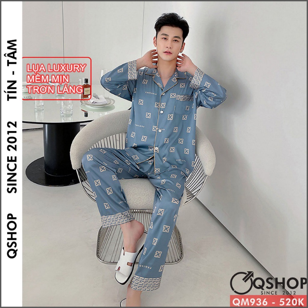 Bộ đồ pijama nam lụa luxury mềm mịn sang trọng tay dài quần dài QSHOP ...