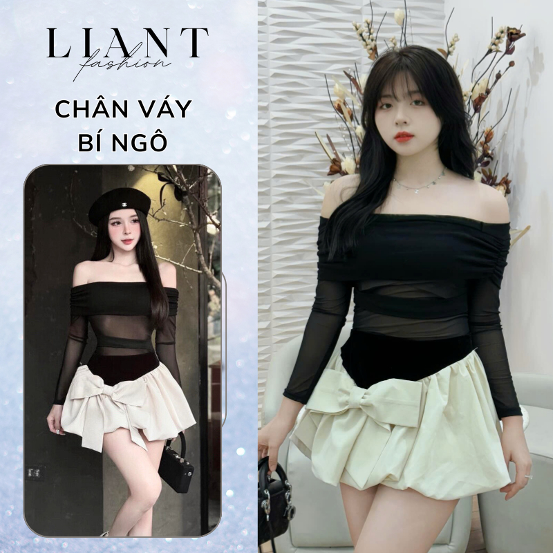 [LB19] Chân Váy Bí Ngô Phồng LIANT Đính Nơ Đẹp Dáng Chữ A Ngắn Đẹp Ôm Đùi Có Quần Bảo Hộ Bồng ...