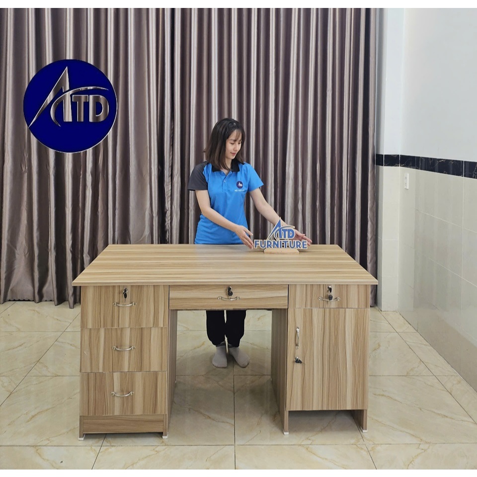 BÀN LÀM VIỆC VĂN PHÒNG - BÀN LÀM VIỆC GỖ CÓ 4 HỘC KÉO NGANG 1M 1M2 1M4 ship nhanh HCM BD ...