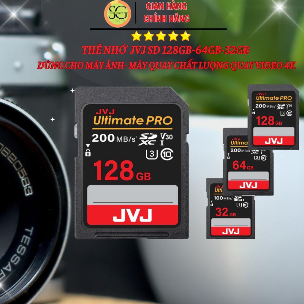 Thẻ nhớ SD 16G 32G 64G 128G JVJ Ultimate Pro Chuẩn V30 U3 Class10 100MB/s sử dụng máy ảnh, quay ...