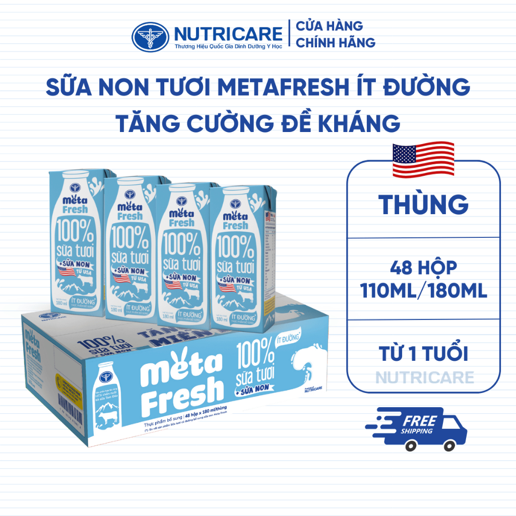 Thùng 48 Hộp Sữa Tươi META FRESH Nutricare Sữa Tươi Tiệt Trùng Bổ Sung ...