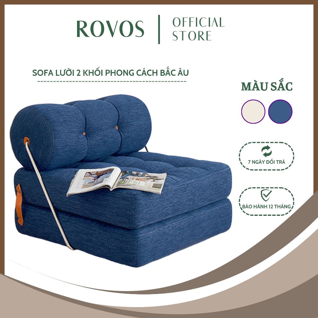 Sofa Bed ROVOS Hình Khối Đậu Phụ Ghế Sofa Giường Đa Năng Tiện Lợi Cho Phòng Ngủ, Phòng Khách ...