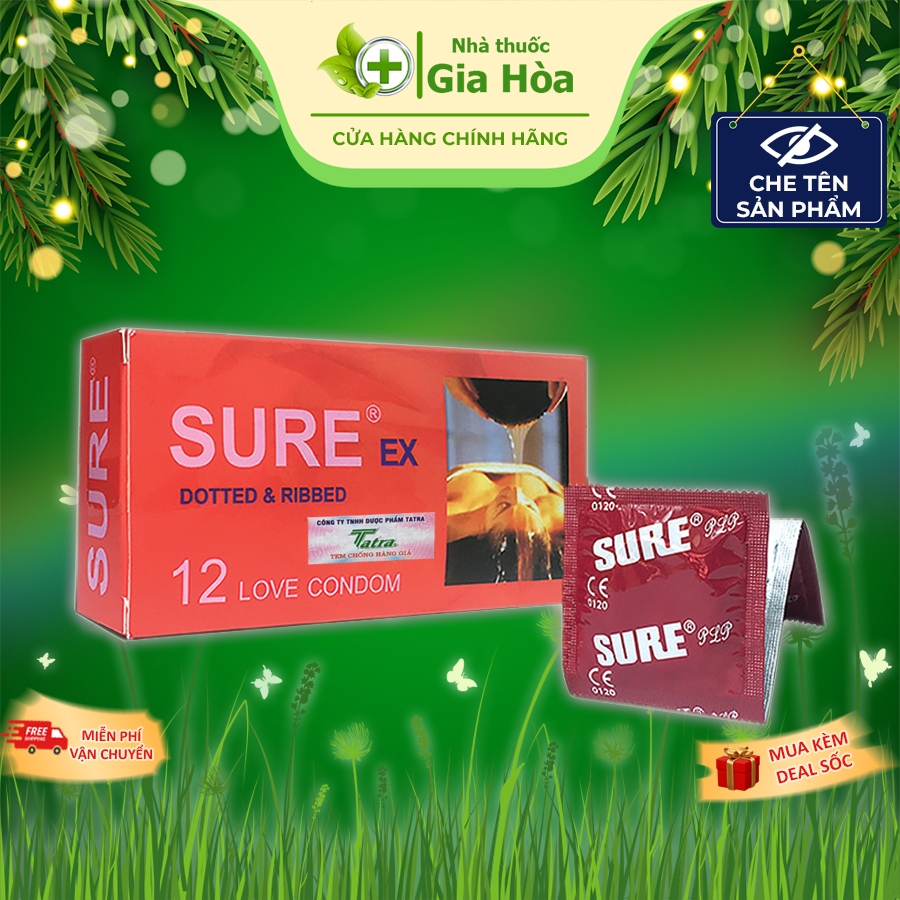Bao cao su Sure siêu mỏng, có gân, gai giúp tăng cảm giác cuộc yêu (BCS ...