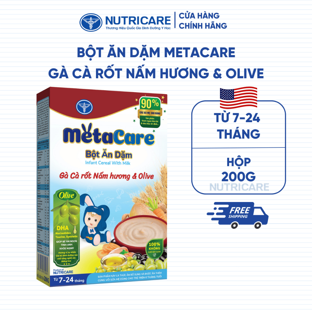 Bột Ăn Dặm Nutricare Metacare Gà Cà Rốt Nấm Hương & Olive 200g | Shopee Việt Nam
