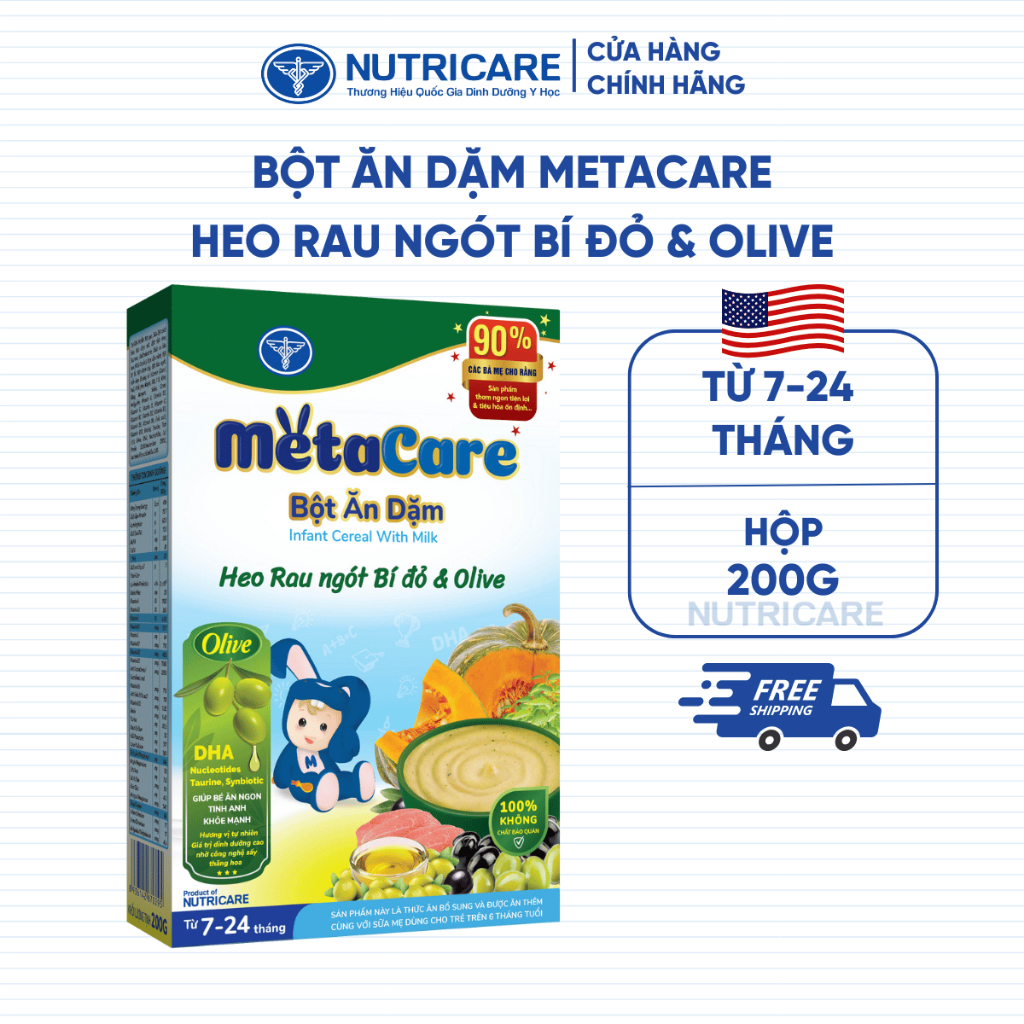 Bột Ăn Dặm Nutricare Metacare Heo Rau Ngót Bí Đỏ & Olive 200g | Shopee Việt Nam